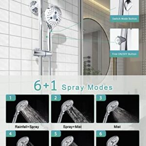 SR SUN RISE 10 Inch Shower Fixtures with 1.8 GPM Rain Showerhead and Hand Shower 27.6" Slide Bar Shower Faucet Set Complete for Easy Reach, Single Handle Design Shower Valve Include, Polished Chrome