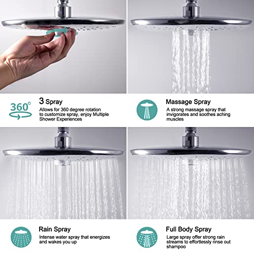 SR SUN RISE 10 Inch Shower Fixtures with 1.8 GPM Rain Showerhead and Hand Shower 27.6" Slide Bar Shower Faucet Set Complete for Easy Reach, Single Handle Design Shower Valve Include, Polished Chrome