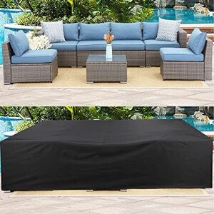 AKEfit Outdoor Patio Furniture Cover,420D Heavy Duty Waterproof Rectangular Table Chair Patio Set Covers with Adjustable Buckles, Air Vents Fits up to D98 x W78 x H32