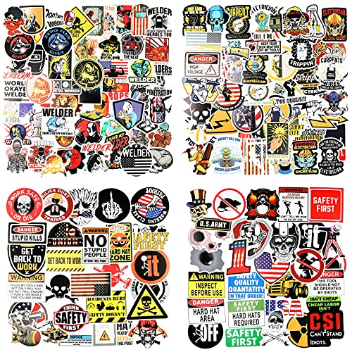 200 Pieces Hard Hat Stickers for Tool Box Helmet Funny Construction Vinyl Waterproof Tool Box Stickers American Patriotic Helmet Decals for Electrician Worker Helmet Hardhat Welding Union Ironworker