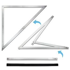 Triangle Ruler 48 Inches Folding Aluminium Framing Square Construction Tools Combination Carpentry Squares in Framing Roofing Stair Work Woodworking Movable Right Angle 90°45 Degree Angle Ruler