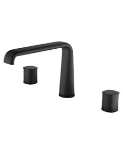 phasat black waterfall bathtub faucet,bathroom roman tub faucet,3 holes 2 handles deck mount bath tub filler with high flow widespread spout,matte black,pu5h01