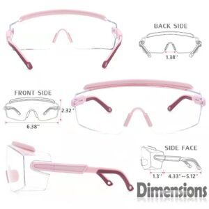 UKNOW Safety Goggles Over Glasses, Anti Fog Safety Glasses with Clear Wraparound Lens, ANSI Z87.1 Protective Eyewear