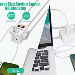 Alitayee Travel Power Strip, Portable Power Strips with 3 Outlets 3 USB Ports 15.5W Fast Charging and 6 ft Flat Plug Extension Cord No Surge Protector for Cruise Travel Hotel College Dorm Home Office