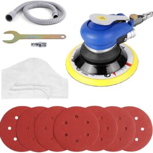 6" Air Random Orbital Sander (Air sander) Pneumatic Sander with Hose and Bag for Car 6 Inches, Polishing Grinding Sanding for Car, Metal,Wood Wax, Metal Work.