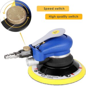 6" Air Random Orbital Sander (Air sander) Pneumatic Sander with Hose and Bag for Car 6 Inches, Polishing Grinding Sanding for Car, Metal,Wood Wax, Metal Work.