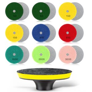 dkitdbit 10 pieces diamond polishing pads wet 4 inch (100mm) for marble, granite, quartz, concrete and stone.