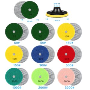 DKITDBIT 10 Pieces Diamond Polishing Pads Wet 4 inch (100mm) for Marble, Granite, Quartz, Concrete and Stone.