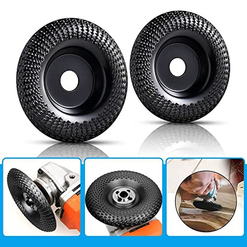 Wood Carving Disc Grinder Wheel Disc Coarse Grinding Dish for Shaping Sanding Carving 4 Inch (100mm) Shaping Disk for Woodworking Angle Grinders with 5/8” (16mm) Arbor 2 Packs