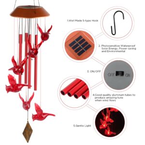 Cardinal Bird Solar windchimes Outdoor, Garden Christmas Lights,red Bird Garden Decor,Father Gift, Mother Gift, Mothers Day for Grandma,Sister Gifts,Gardening Gifts for Women,Friend Birthday Gift