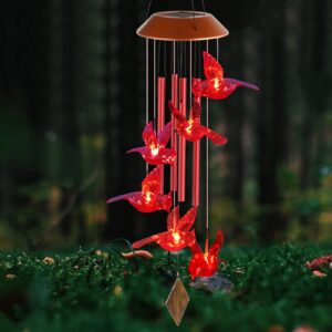 Cardinal Bird Solar windchimes Outdoor, Garden Christmas Lights,red Bird Garden Decor,Father Gift, Mother Gift, Mothers Day for Grandma,Sister Gifts,Gardening Gifts for Women,Friend Birthday Gift