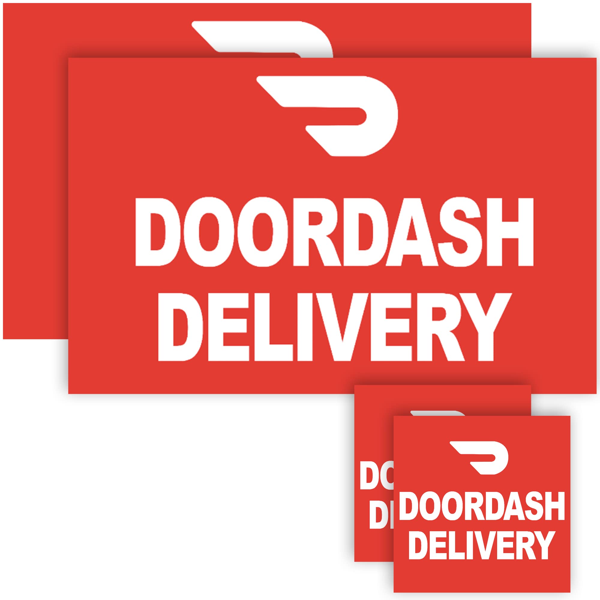 UPGRADED Doordash Car Magnets Door Signs And Stickers for Delivery Drivers (Set of 4) 11×7 and 4×4 (Red Background DD)