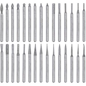 kewayo diamond drill bit set, glass gemstone metal with 2.35mm bur shank for jewelry,glass,stone,ceramic,gemstones lapidary pack of 30