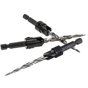 Yakamoz 5Pcs Taper Drill Countersink Set 1/4" Hex Shank Countersinks with Tapered Point Pilot Drill Bits for Woodworking