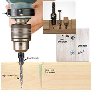 Yakamoz 5Pcs Taper Drill Countersink Set 1/4" Hex Shank Countersinks with Tapered Point Pilot Drill Bits for Woodworking