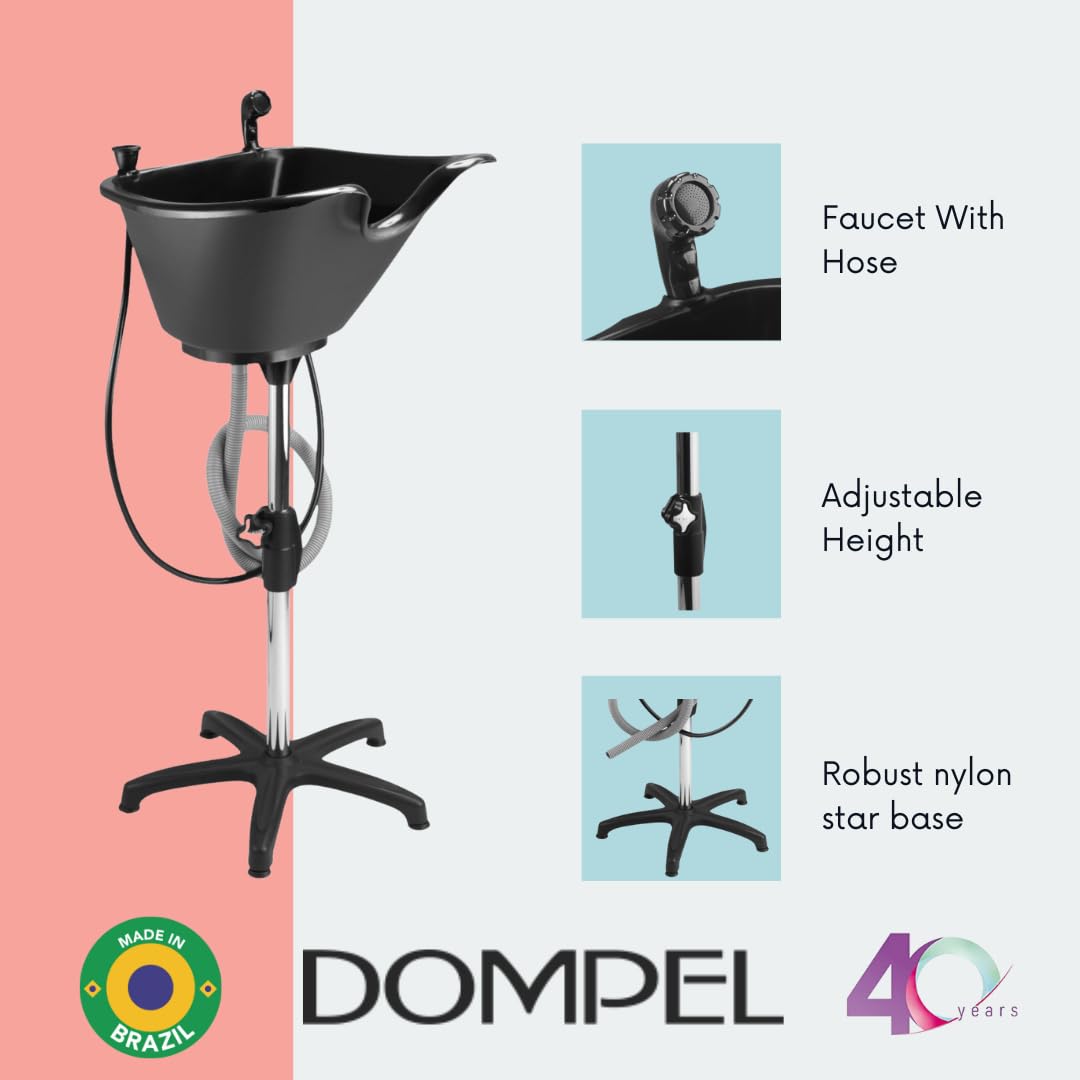 DOMPEL Bundle Wash Unit | Portable Shampoo Bowl | Shampoo Bowl For Sink For Home | Incl. Drain, Faucet Hose & Headrest | Built - Portable Hair Washing Sink & Portable Sink For Washing Hair