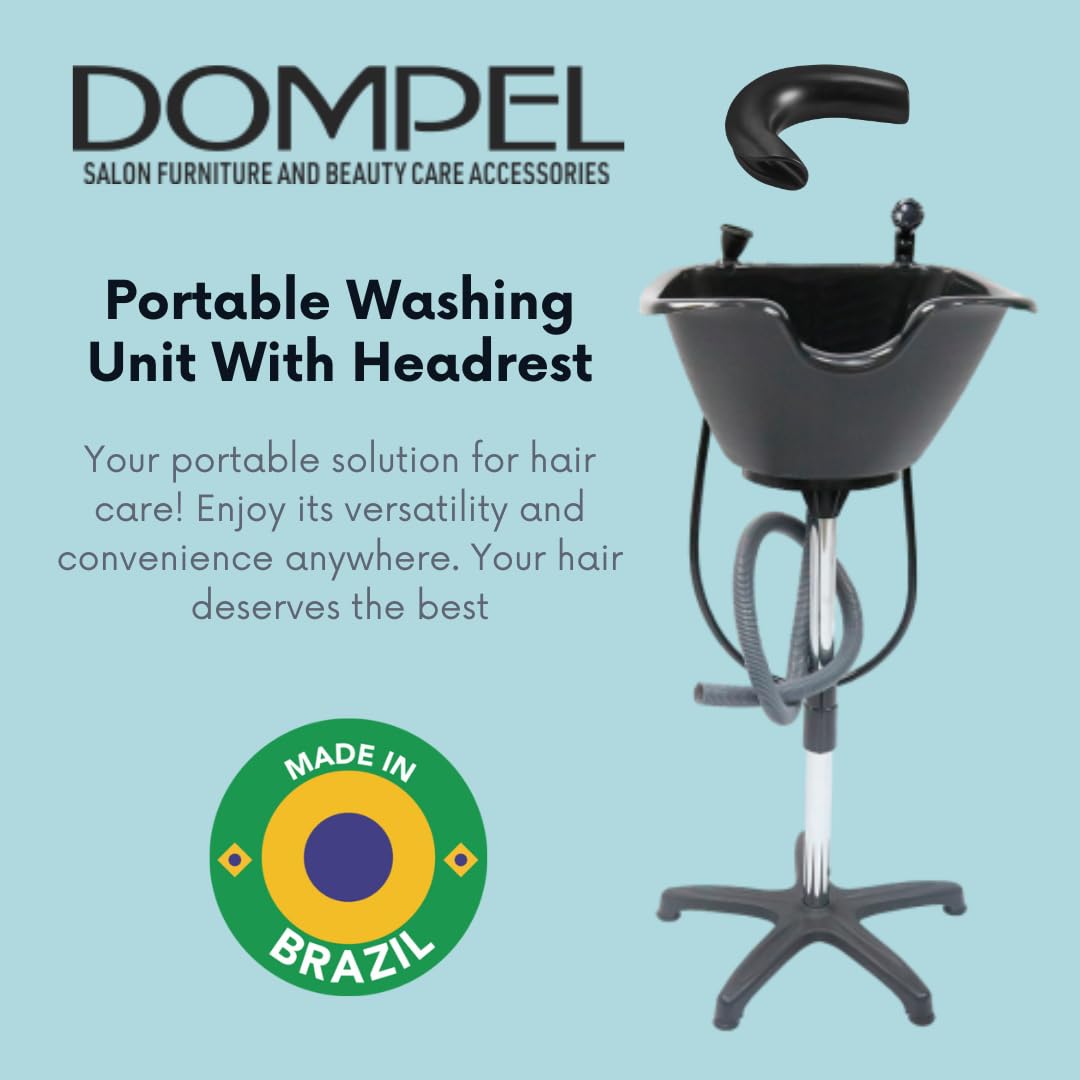 DOMPEL Bundle Wash Unit | Portable Shampoo Bowl | Shampoo Bowl For Sink For Home | Incl. Drain, Faucet Hose & Headrest | Built - Portable Hair Washing Sink & Portable Sink For Washing Hair