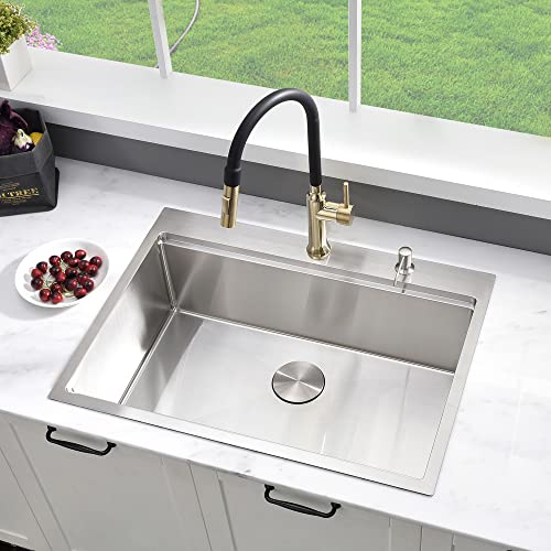 30 Inch Drop in Kitchen Sink - Abironl 30"x22" Topmount Kitchen Sink Stainless Steel Drop in Workstation 16 Gauge R10 Tight Radius Single Bowl Stainless Steel Kitche Sink with Accessory