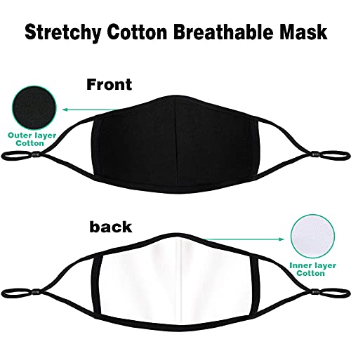 Vitnette 10Pcs Black Face Masks 100% Cotton Face Mask Cloth Masks Reusable Thin Breathable Washable Adjustable with Nose Wire