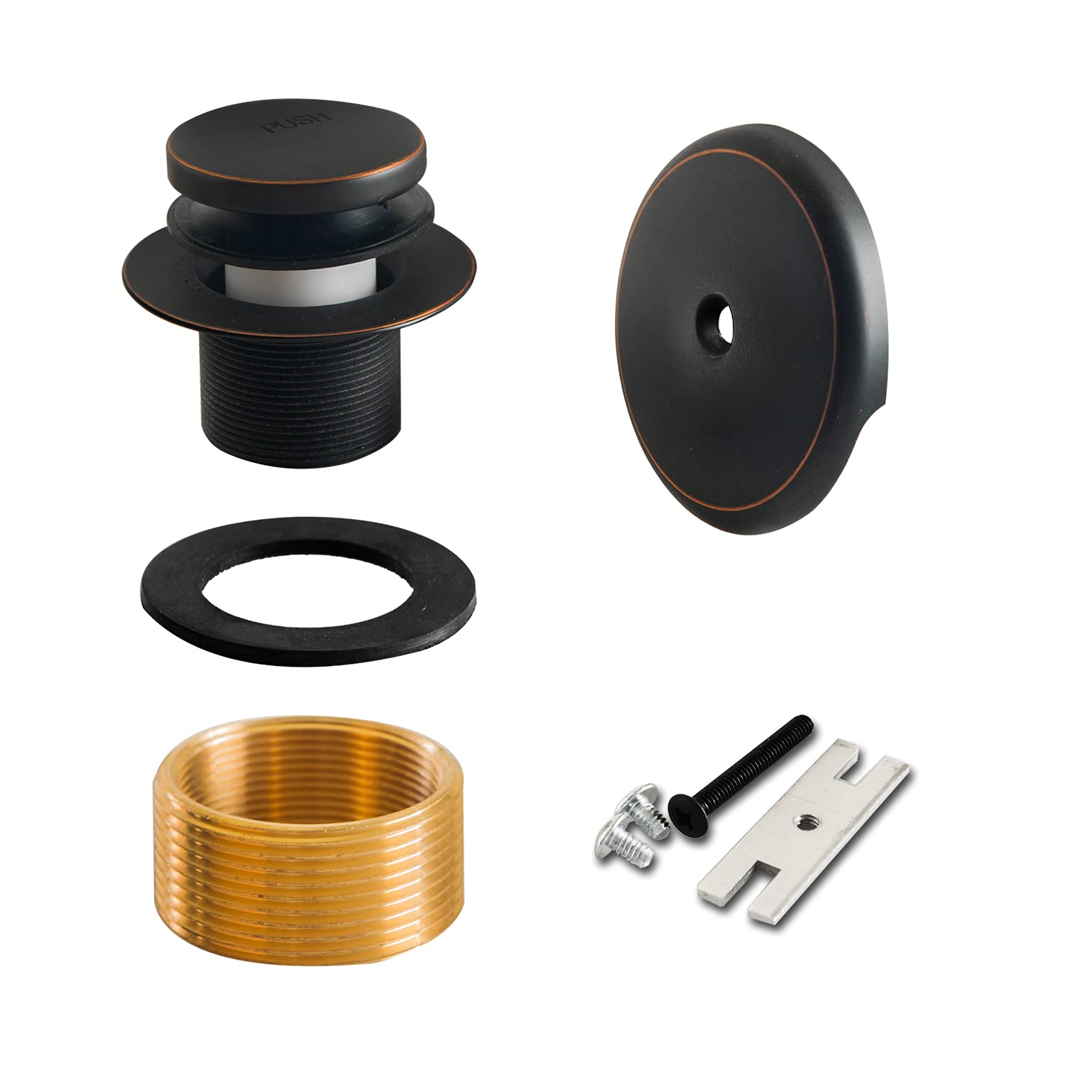 SENTO Bronze Tip-Toe BathTub Drain Trim Set Assembly Stopper Kit, Fit both 1-1/2 Inch or 1-5/8 Inch Strainer and Stopper, Heavy Duty Metal with Matching Screws, Easy Installation, Oil-Rubbed Bronze