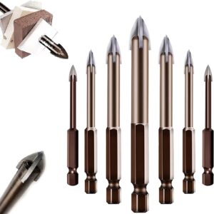 yrjhf 5/7pcs efficient universal drilling tool, titanium combination drill tap bits set, triangle drill bit, glass, tile and concrete drill bit, multifunctional cross alloy drill bit tip tools (7pcs)