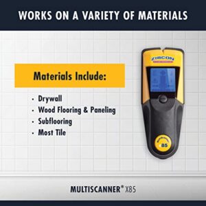 Zircon x85 Center Finding Stud Finder with AC Live Wire Detection and Thermal Wall Scanner for Detecting Water-Filled PEX Tubing up to 2 inches Deep