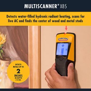 Zircon x85 Center Finding Stud Finder with AC Live Wire Detection and Thermal Wall Scanner for Detecting Water-Filled PEX Tubing up to 2 inches Deep