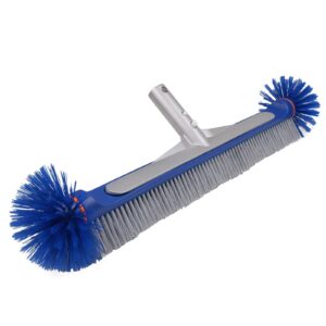 brosse de nettoyage professionnelle pour sol et mur de piscine de 44,5 cm avec poils en nylon durables à 360 degrés, poignée en aluminium ez clip - balayage facile des murs, sols, marches