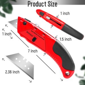 DIYSELF 1 Pack Utility Knife, Box Cutter Heavy Duty with 4 Pcs Sharp Blades, Storage Space in Handle, Box Cutter Retractable for Cutting Cartons, Cardboard, Boxes, and Carpet, Razor Knife