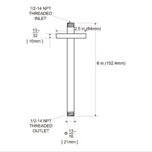 OFFO Shower Arm with Flange 6 Inches Ceiling Mount Replacement Rain Shower Head Straight Arm Ceiling-Mounted For Fixed Shower Head & High Pressure Rain Matte Black