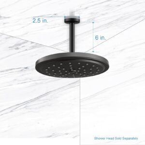 OFFO Shower Arm with Flange 6 Inches Ceiling Mount Replacement Rain Shower Head Straight Arm Ceiling-Mounted For Fixed Shower Head & High Pressure Rain Matte Black