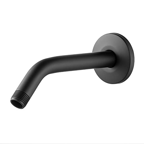 OFFO Shower Arm with Flange 6 Inches Wall Mount Replacement Angle Shower Head Arm Wall-Mounted For Fixed Shower Head & Handheld Showerhead Matte Black