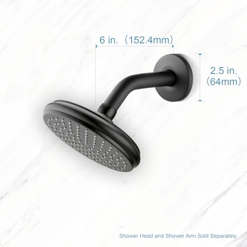 OFFO Shower Arm with Flange 6 Inches Wall Mount Replacement Angle Shower Head Arm Wall-Mounted For Fixed Shower Head & Handheld Showerhead Matte Black