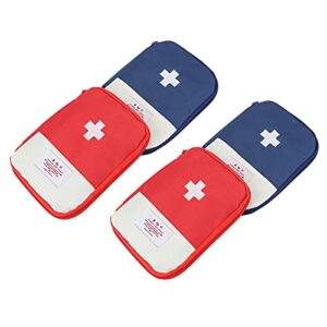 leefone 4 pack 7 x 5 travel mini first aid pouch, portable outdoor first aid medical bag multi-function emergency medicine storage bag (red & blue)