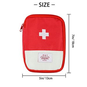 LEEFONE 4 Pack 7 x 5 Travel Mini First Aid Pouch, Portable Outdoor First Aid Medical Bag Multi-function Emergency Medicine Storage Bag (Red & Blue)