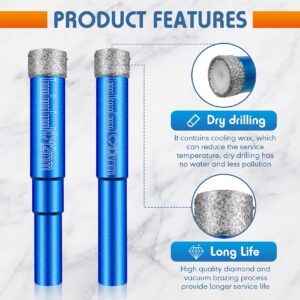 Dry Diamond Drill Bits Set 6 PCs Small Diamond Hole Saw Kit for Granite Marble Porcelain Tile Ceramic Stone Glass Hard Materials (not for Wood) Round Shank 1/4, 5/16, 3/8, 1/2, 9/16, 5/8 inch