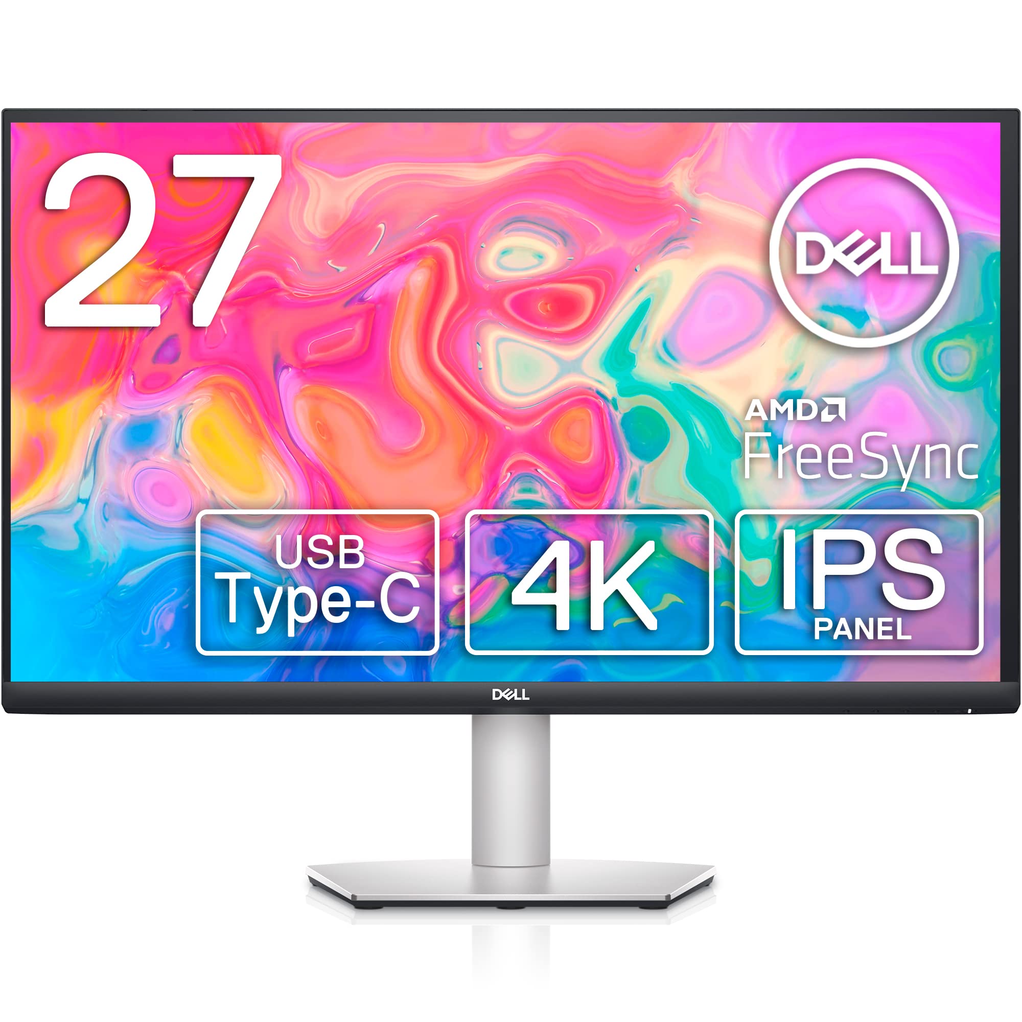 Dell S2722QC 27-inch 4K USB-C Monitor - UHD (3840 x 2160) Display, 60Hz Refresh Rate, 8MS Grey-to-Grey Response Time (Normal Mode), Built-in Dual 3W Speakers, 1.07 Billion Colors Platinum Silver