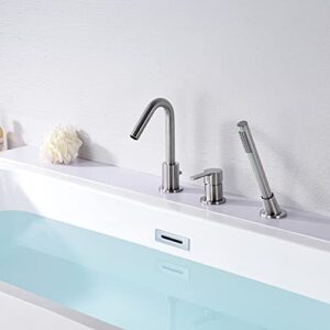 SUMERAIN Roman Tub Faucet Brushed Nickel Bathtub Faucet Set with Handheld Shower Sprayer