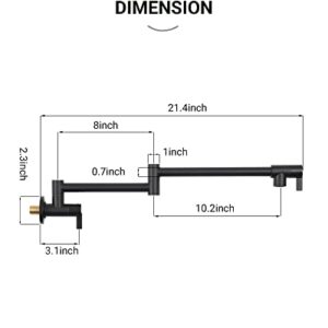 Indare Pot Filler, Pot Filler Faucet Wall Mount, Brass Pot Filler Folding faucets, Kitchen Pot Filler Faucet with Double Joint Swing Arms