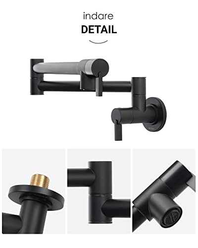 Indare Pot Filler, Pot Filler Faucet Wall Mount, Brass Pot Filler Folding faucets, Kitchen Pot Filler Faucet with Double Joint Swing Arms