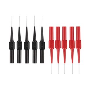 yukiiatif 10pcs multimeter test lead extention back probes sharp needle micro pin stainless steel for banana socket tester