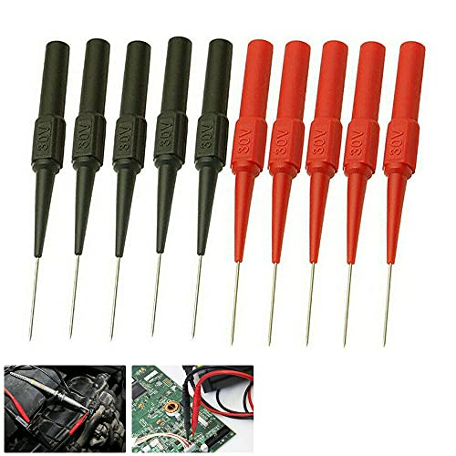 YUKIIATIF 10PCS Multimeter Test Lead Extention Back Probes Sharp Needle Micro Pin Stainless Steel for Banana Socket Tester