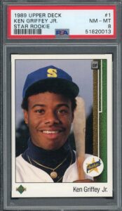 ken griffey jr 1989 upper deck baseball star rookie card rc #1 graded psa 8