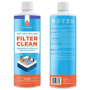 Bespoke+ Spa Filter Cleaner for Hot Tubs - 1-Hour Cartridge Filter Cleaner Soak Solution, Hot Tub Filter Cleaner Soak & Pool Filter Cleaner for Pool Cartridges (1-Quart)