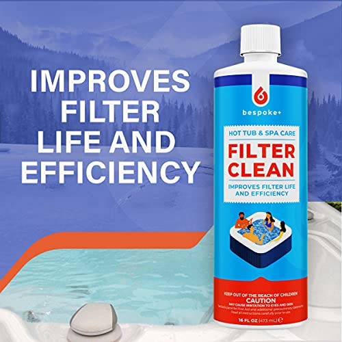 Bespoke+ Spa Filter Cleaner for Hot Tubs - 1-Hour Cartridge Filter Cleaner Soak Solution, Hot Tub Filter Cleaner Soak & Pool Filter Cleaner for Pool Cartridges (1-Quart)