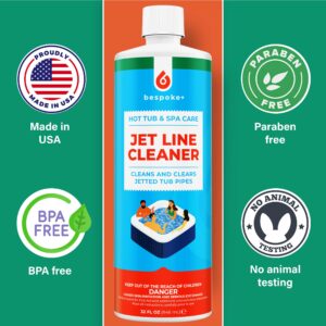 Bespoke+ Spa Jet Cleaner - Hot Tub Flush & Spa Purge Chemical - Fast Acting Spa Jet Line Cleaner for Hot Tubs & Jetted Tub Cleaner - Bathtub Jet Cleaner & Spa Purge Hot Tub Jet Line Cleaner 32oz