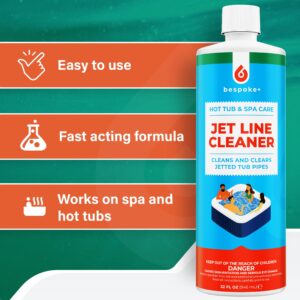 Bespoke+ Spa Jet Cleaner - Hot Tub Flush & Spa Purge Chemical - Fast Acting Spa Jet Line Cleaner for Hot Tubs & Jetted Tub Cleaner - Bathtub Jet Cleaner & Spa Purge Hot Tub Jet Line Cleaner 32oz