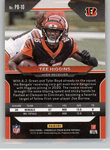 2020 Panini Chronicles Prizm Black #10 Tee Higgins Cincinnati Bengals RC Rookie Card Official NFL Football Trading Card in Raw (NM or Better) Condition