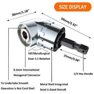 Flexible Drill Bit Extension Set 9pcs,Hex Shank 105°Right Angle Drill Bit Attachment,3pcs Universal Socket Adapter Set & Screwdriver Bit Set,3 Pcs 1/4”Hex Shank Drill Bit Holder Extension Set … …