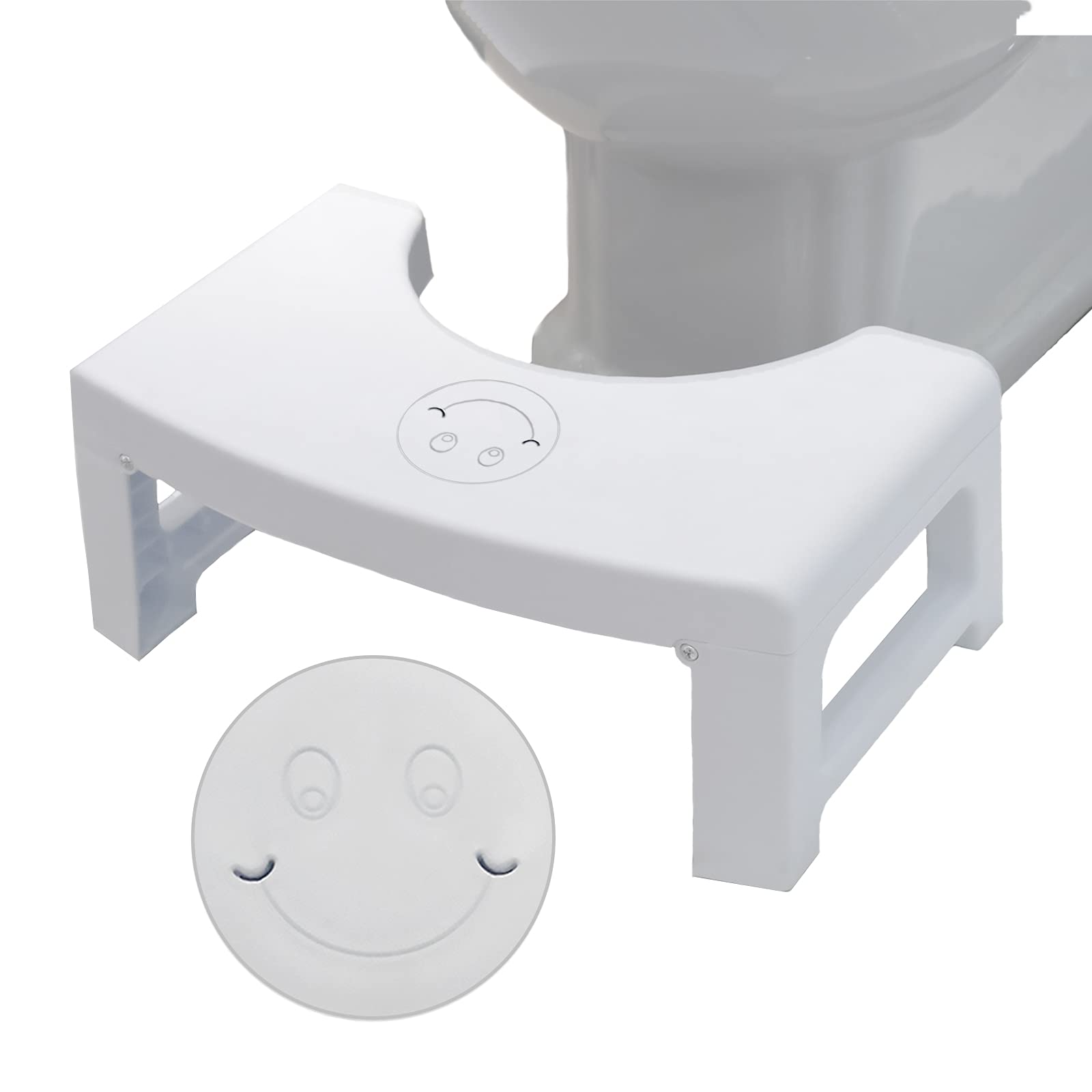 Toilet Stool Poop Stool Adult, Toilet seat Footstool, Foldable Bathroom Stool with Scented Bead Box Folding Squat for Toddler and Adult Replaceable Spice Box Fit for Toddler and Adult, 7inch(White)